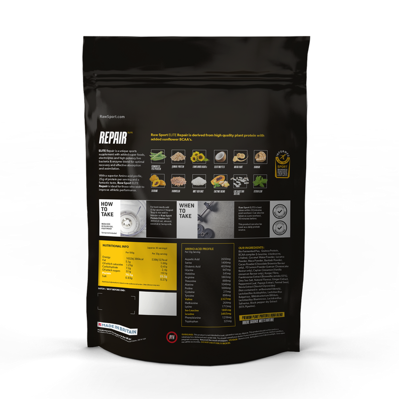 Elite Repair Plant Based Protein by Raw Sport