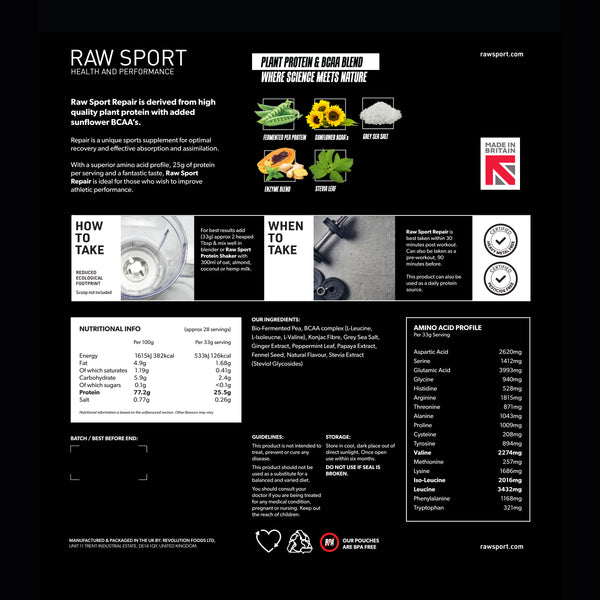 Everyday Repair Plant Based Protein Powder Repair by Raw Sport