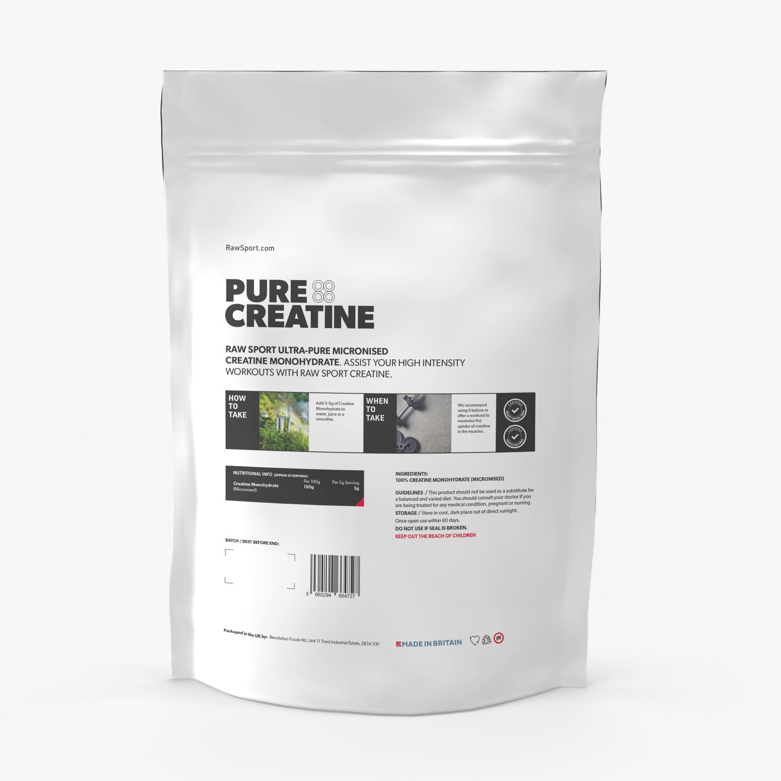 Pure Creatine Monohydrate 250g | Raw Sport