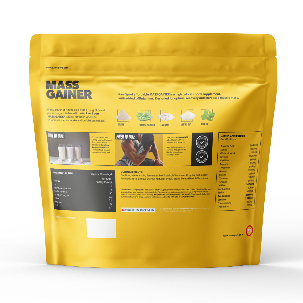 Mass Gainer | Plant Based Vegan | Raw Sport